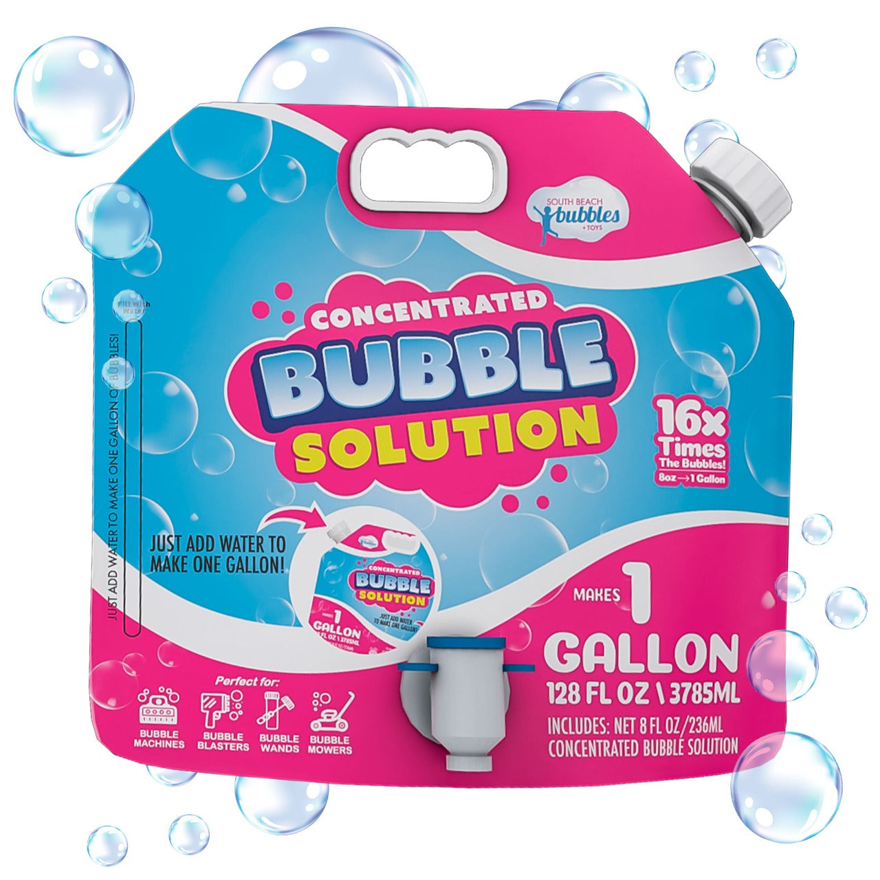 Bubble Solution Refill with Dispenser (Makes 128oz/ 1 Gallon) – South Beach Bubbles