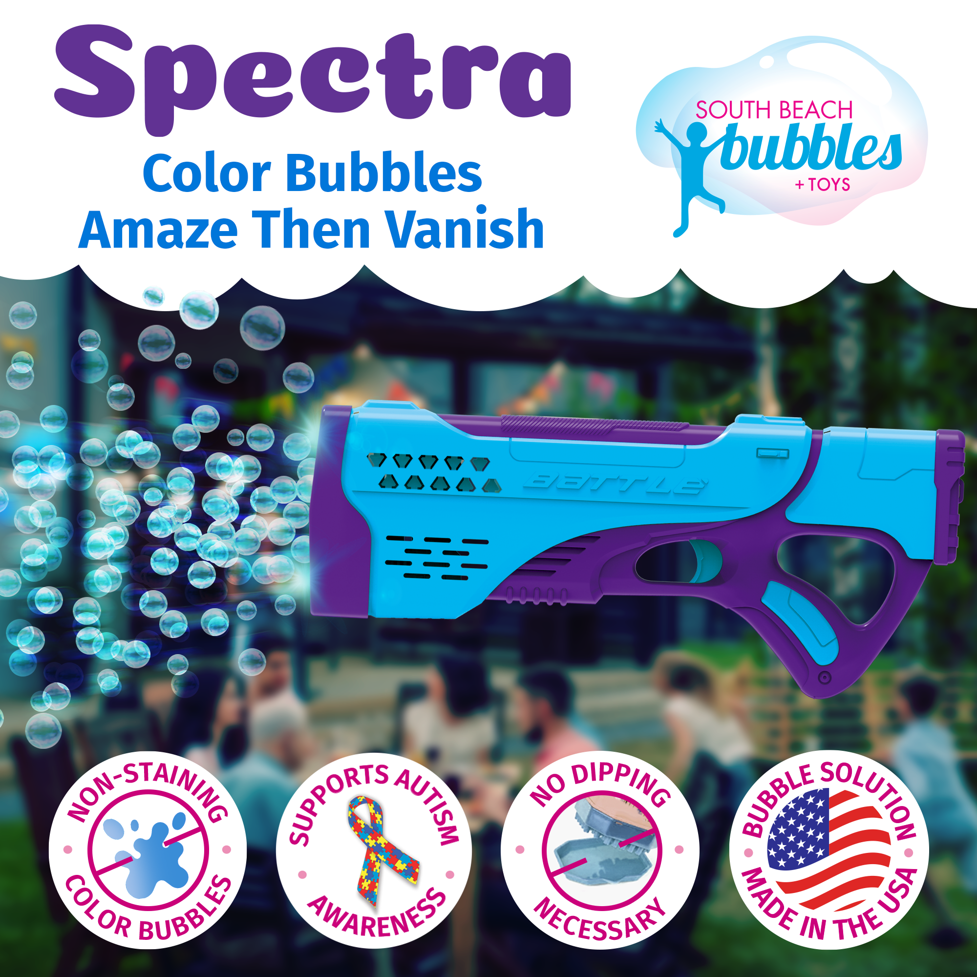 PoppinColorz Spectra: Rechargeable Color Bubble Blaster – South Beach ...